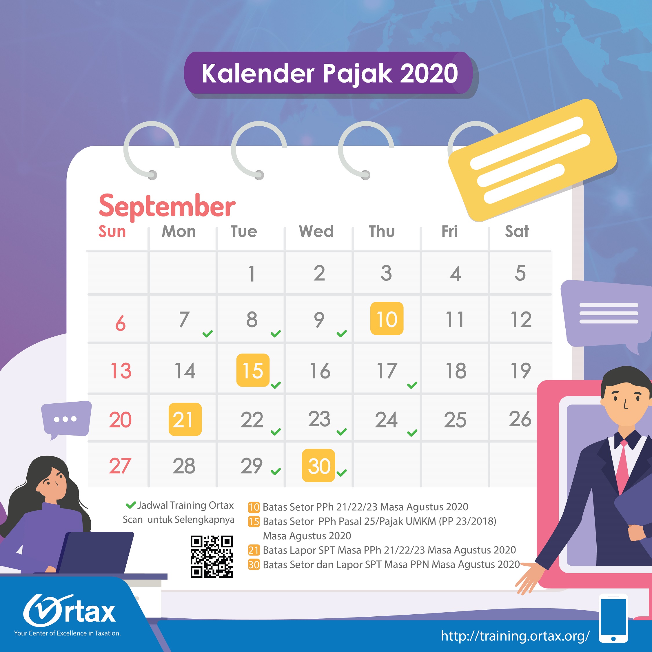 Kalender Pajak Bulan September 2020 - Ortax