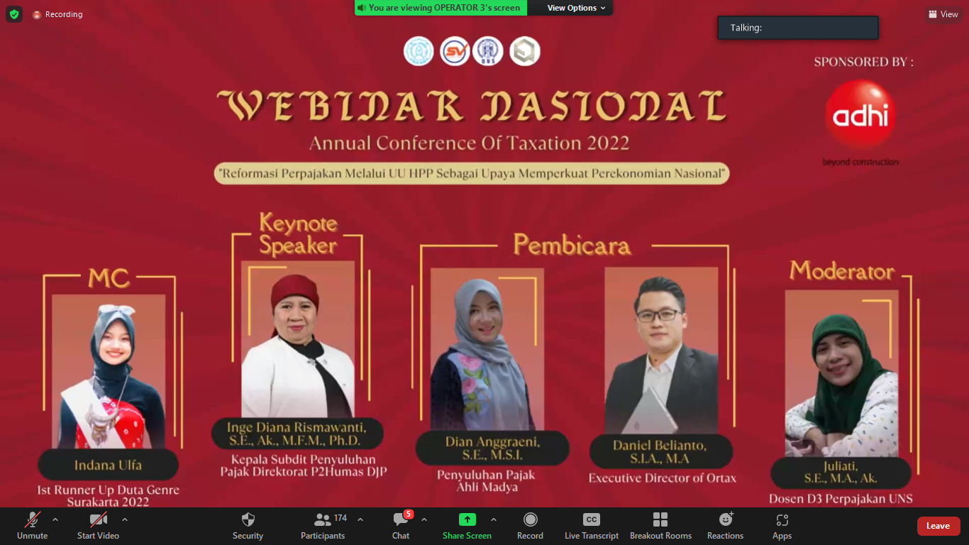 UNS Gelar Webinar Bahas UU HPP dan Perekonomian Nasional - Ortax